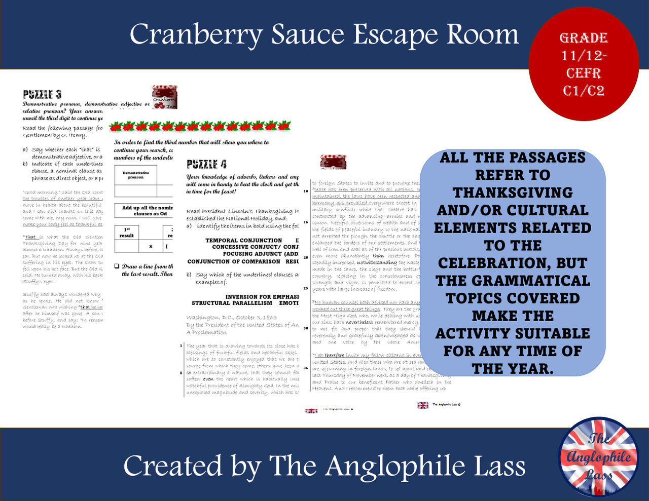 Complex Sentences Escape Room | Subordinating conjunctions | Gr 11 - 12