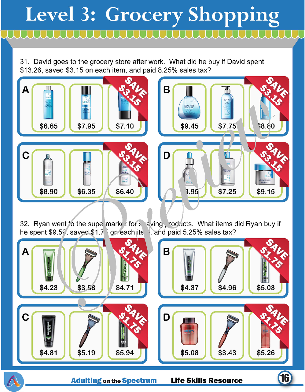 Functional Money Math Life Skills Worksheets - Reading Restaurant Menus ...