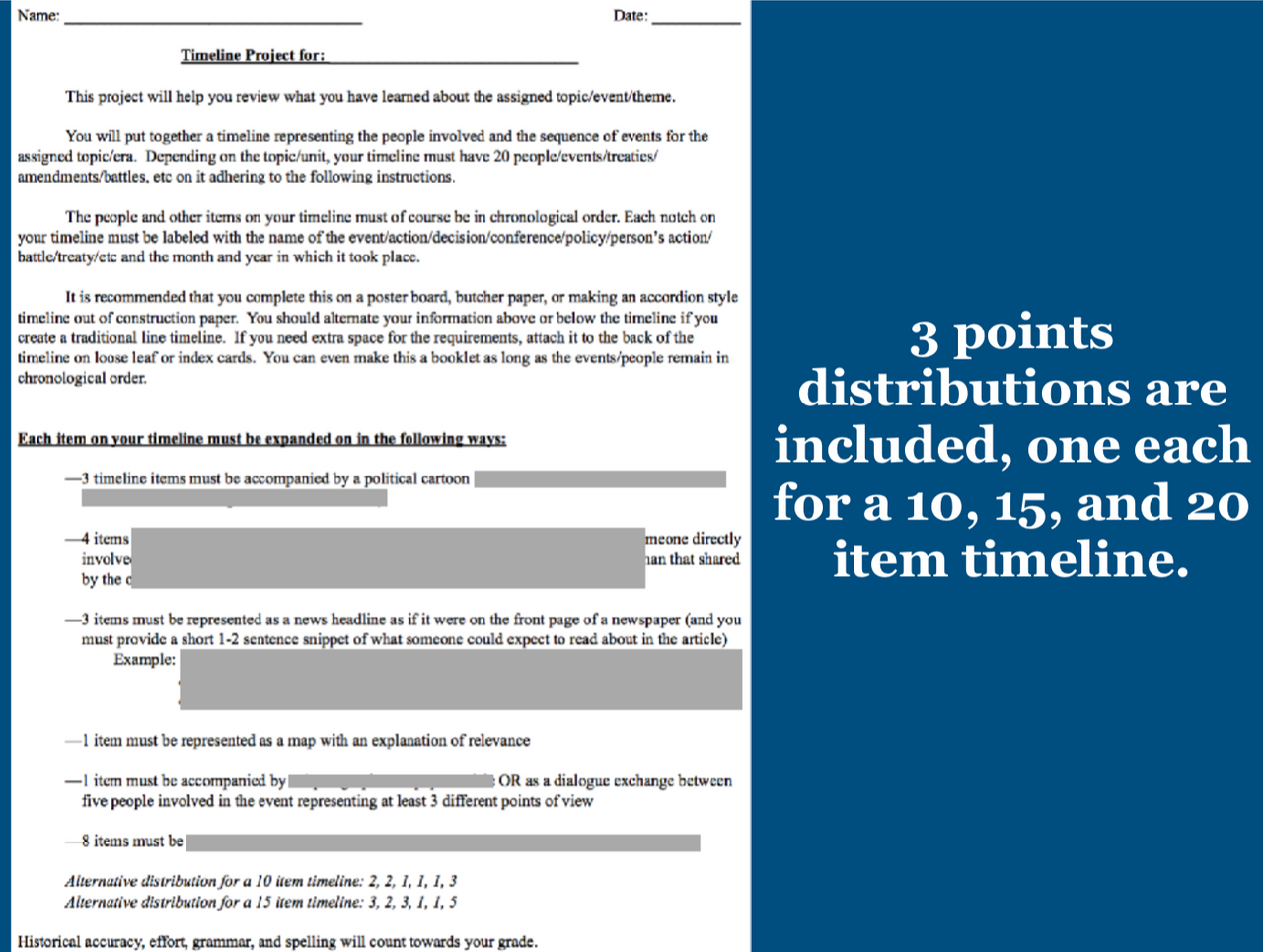 Timeline Project for ANY History Topic