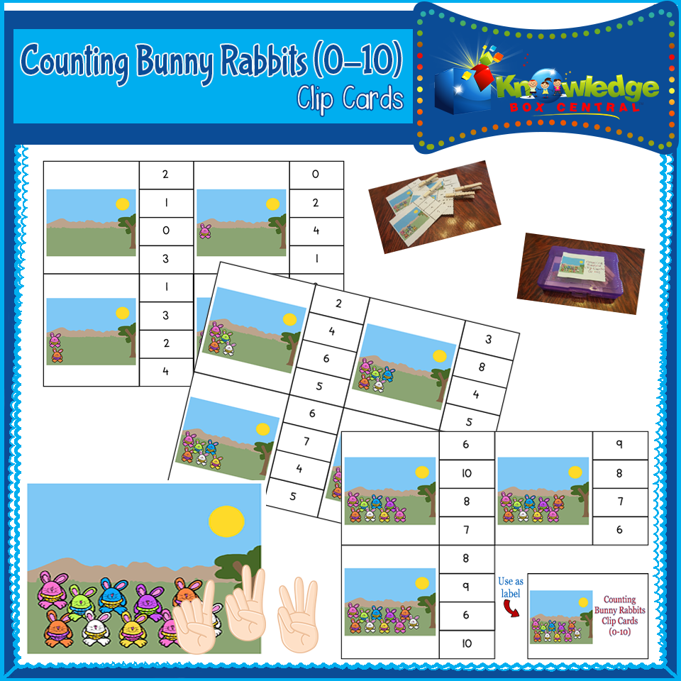 Counting Bunny Rabbits Clip Cards (0-10)