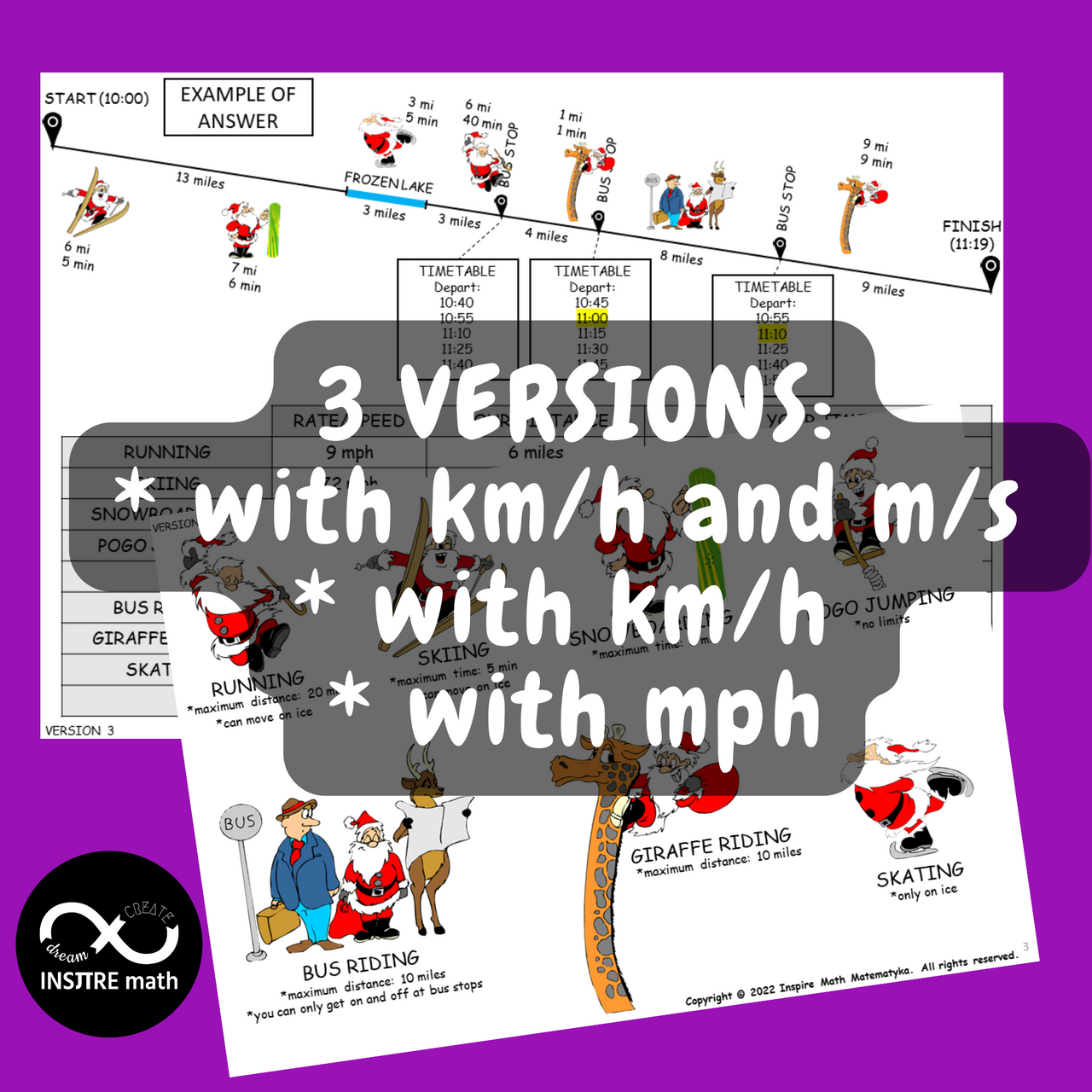 Christmas Math Activity | Santa Race | Distance, Rate, and Time Winter ...
