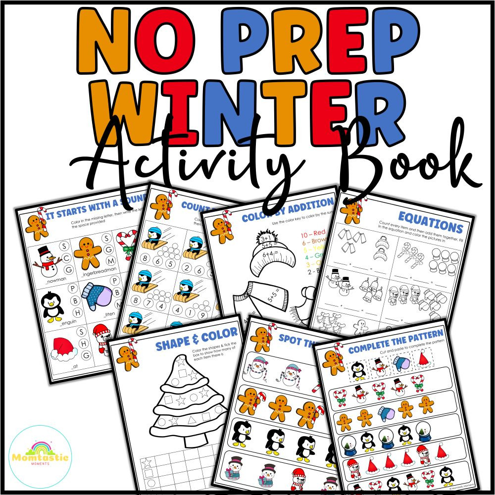 Winter No Prep Math and Literacy Activity Book | Color Version - Amped ...
