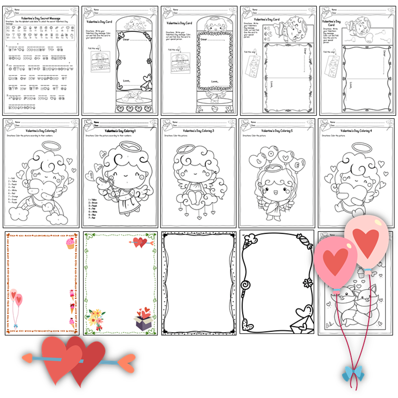 No-Prep Valentine's Day ELA Worksheets