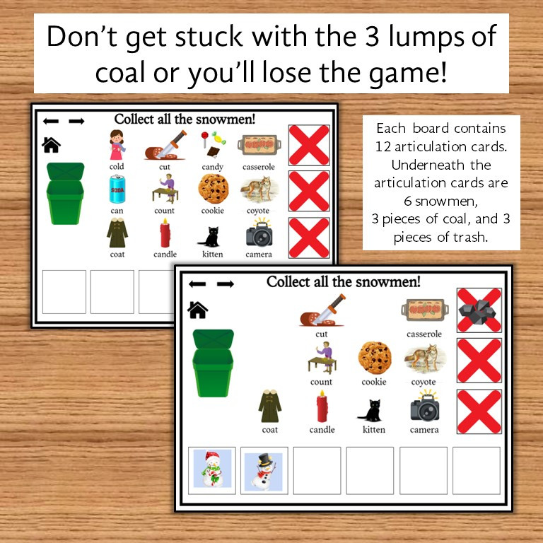 Winter Articulation Game: Collect the Snowmen - early developing sounds ...