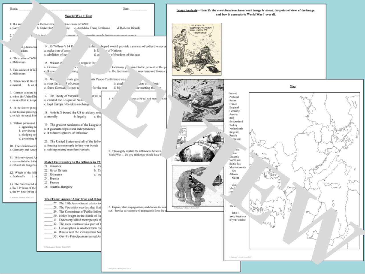 World War 1 Test for US History