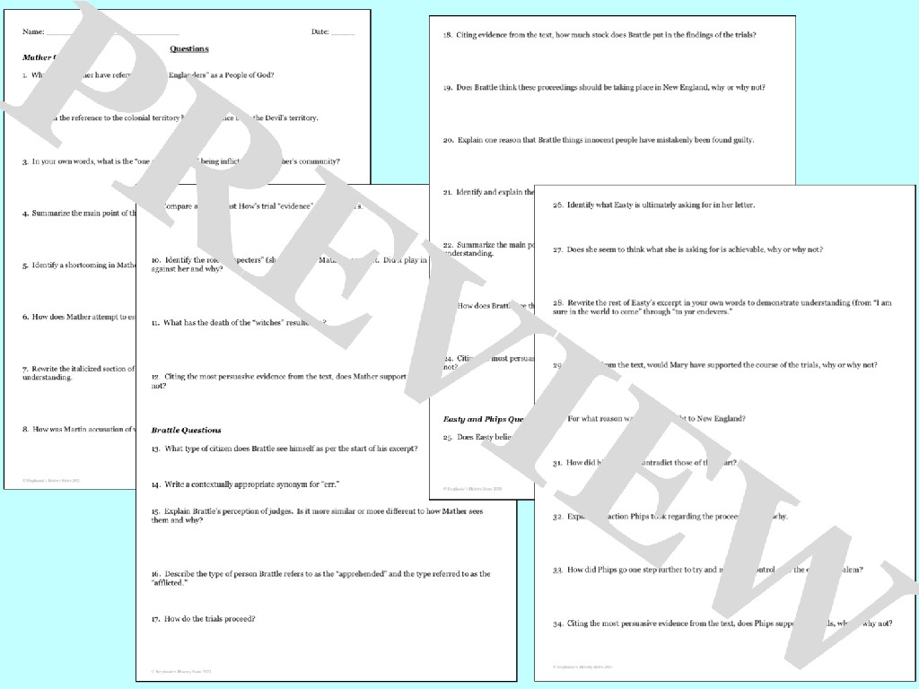 Salem Witch Trials Point of View Analysis