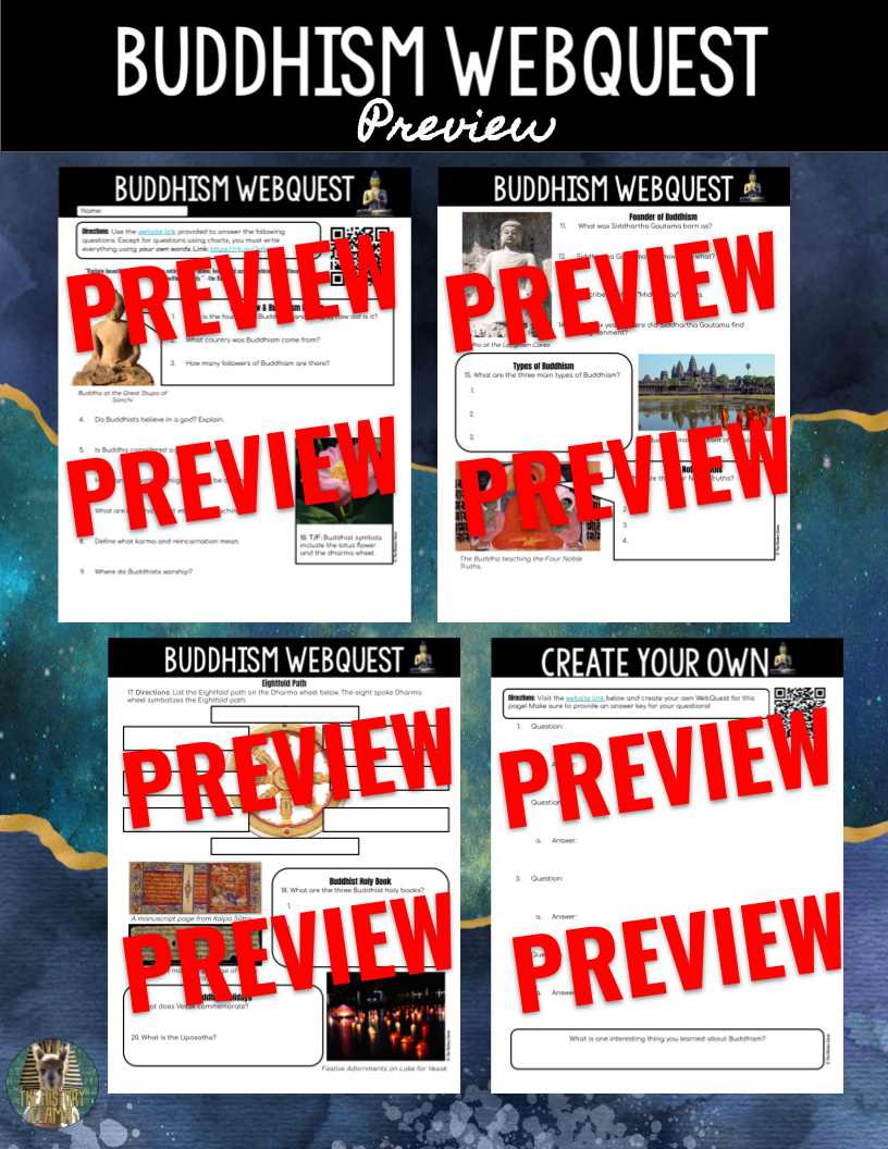 Buddhism Bundle - PowerPoint & WebQuest, Answer Key - Amped Up Learning