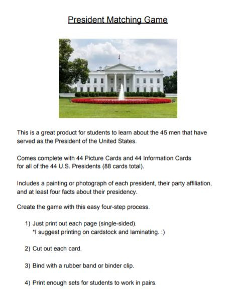 Presidential Matching Game - Amped Up Learning
