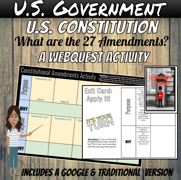 U.S. Government & History | 27 Amendments | Bill of Rights | Webquest