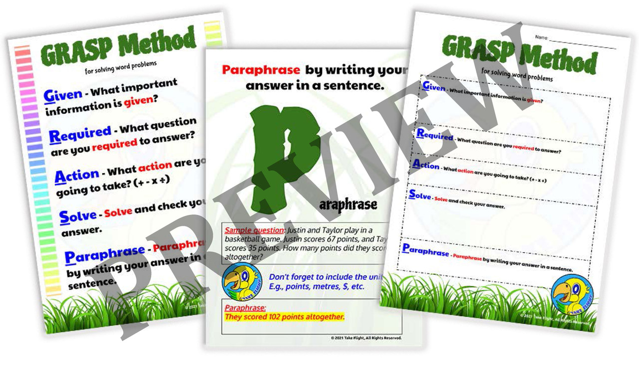 GRASS/GRASP Solving Word Problems Method/Strategy - Amped Up Learning