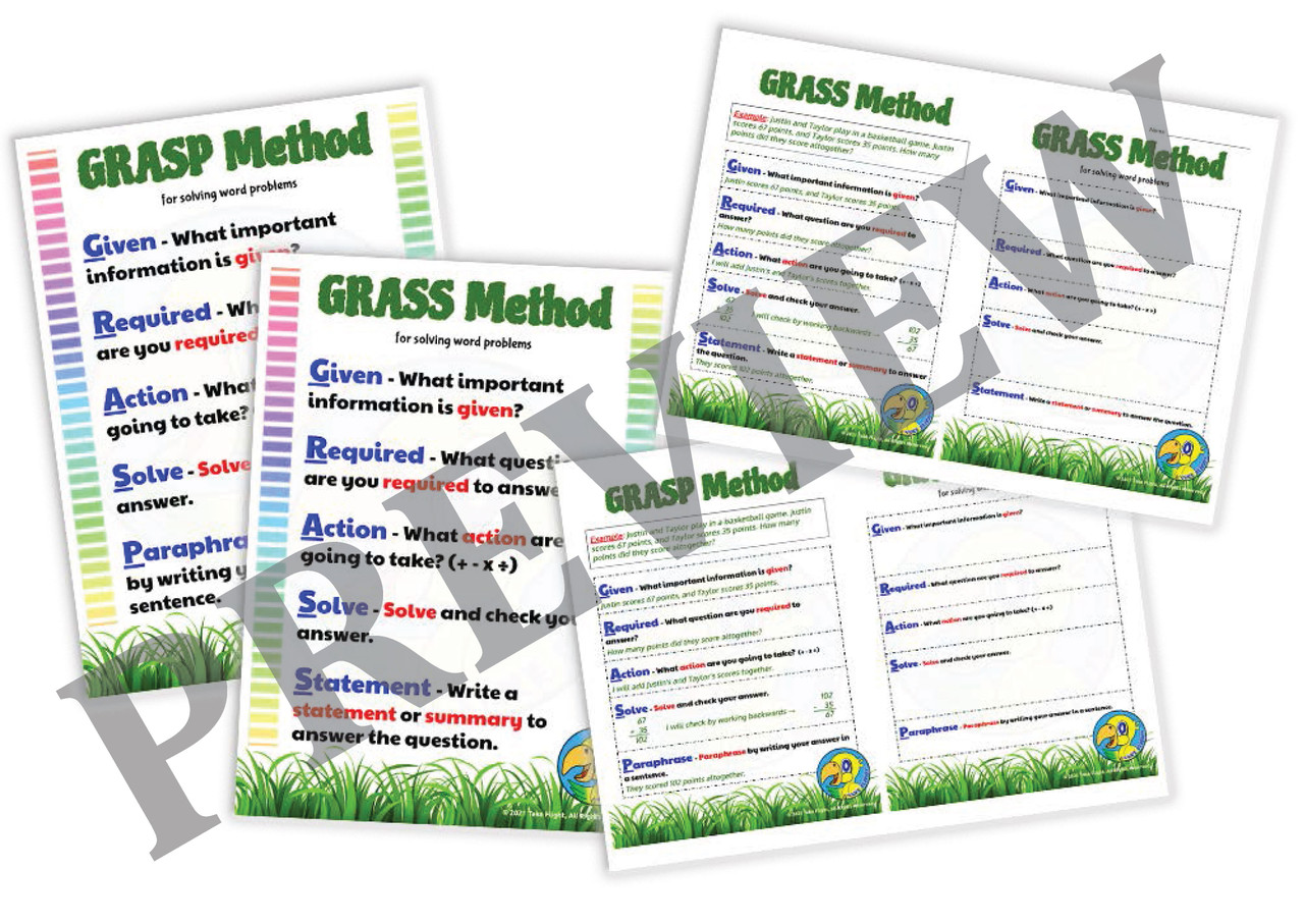 GRASS/GRASP Solving Word Problems Method/Strategy - Amped Up Learning
