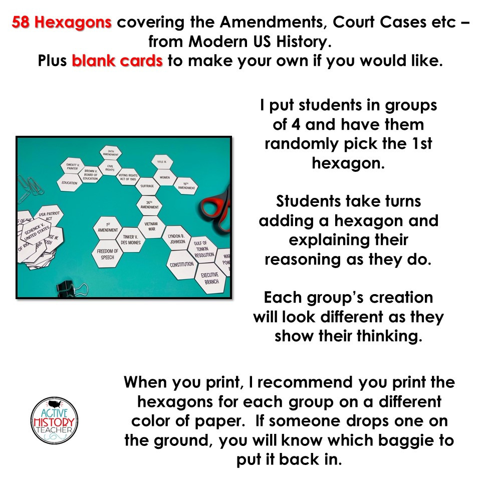 Court Cases, Amendments Modern US History STAAR EOC REVIEW Hexagonal ...