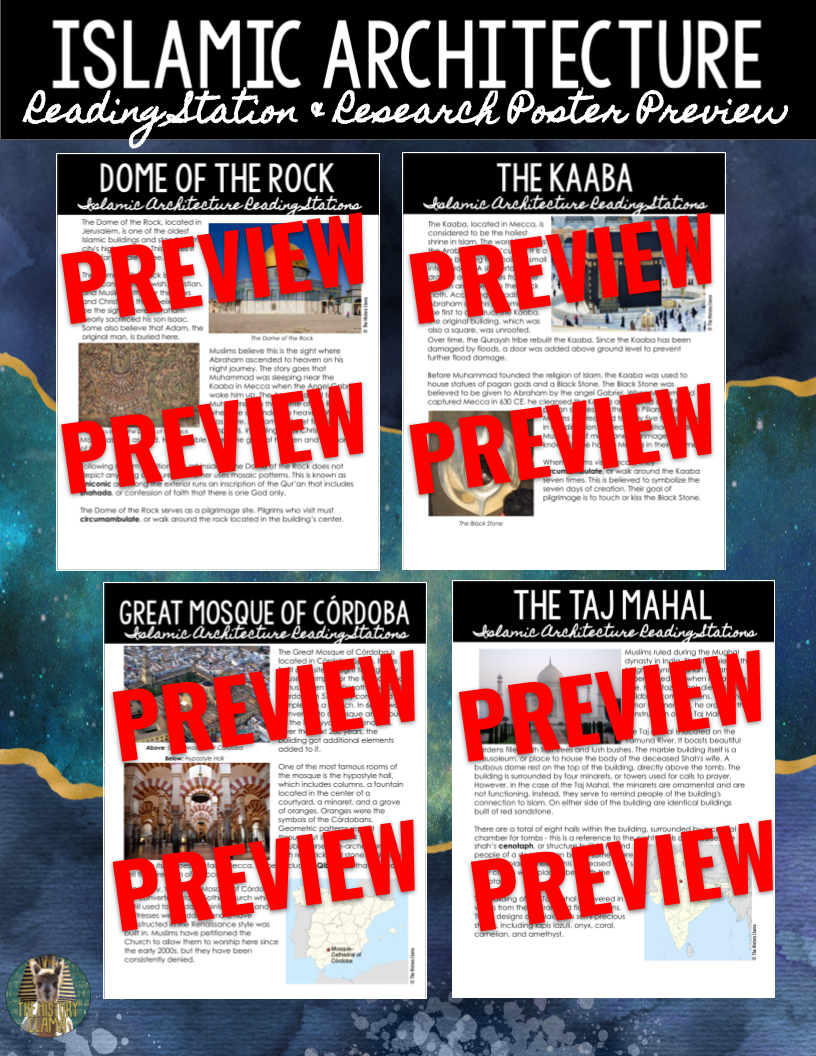 Islamic Architecture Reading Stations & Research Poster
