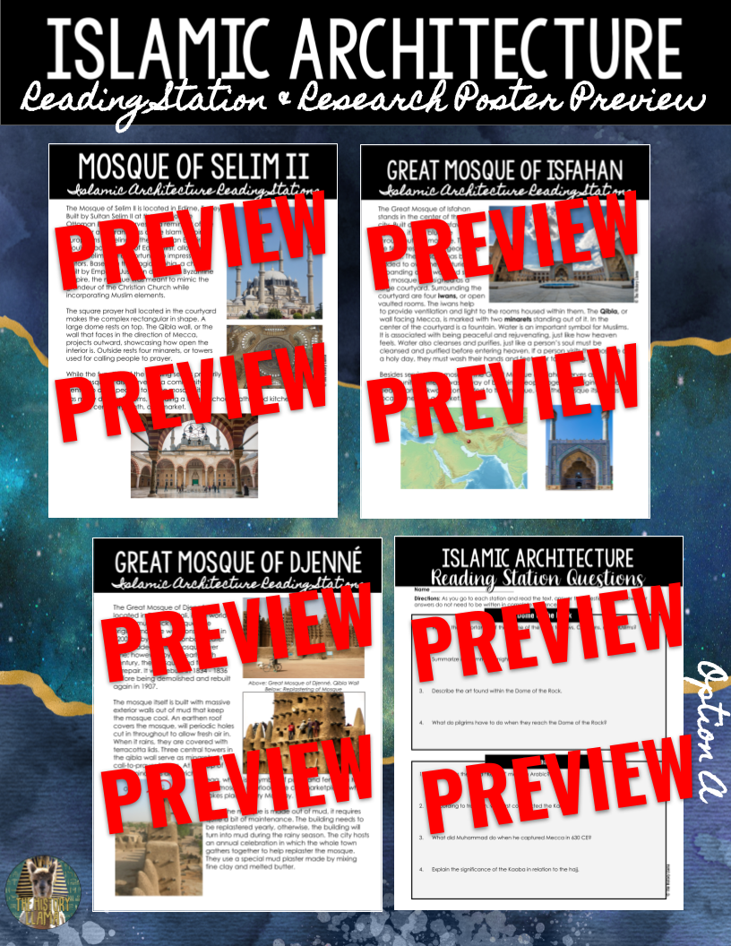 Islamic Architecture Reading Stations & Research Poster