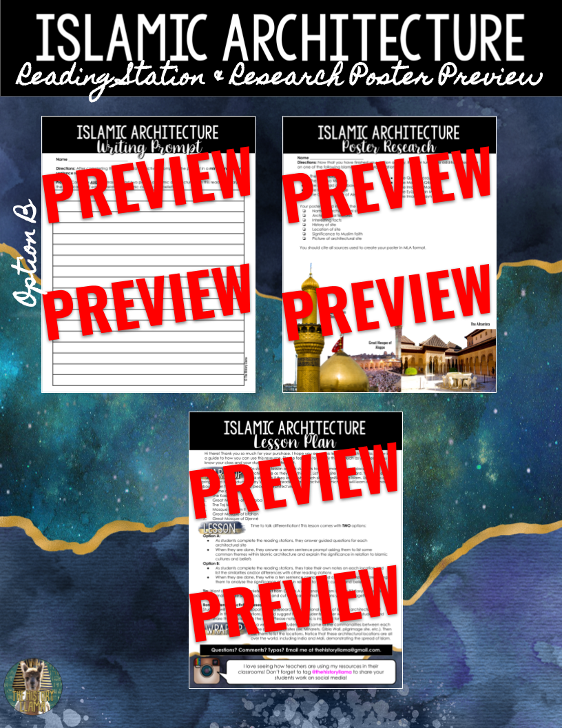 Islamic Architecture Reading Stations & Research Poster