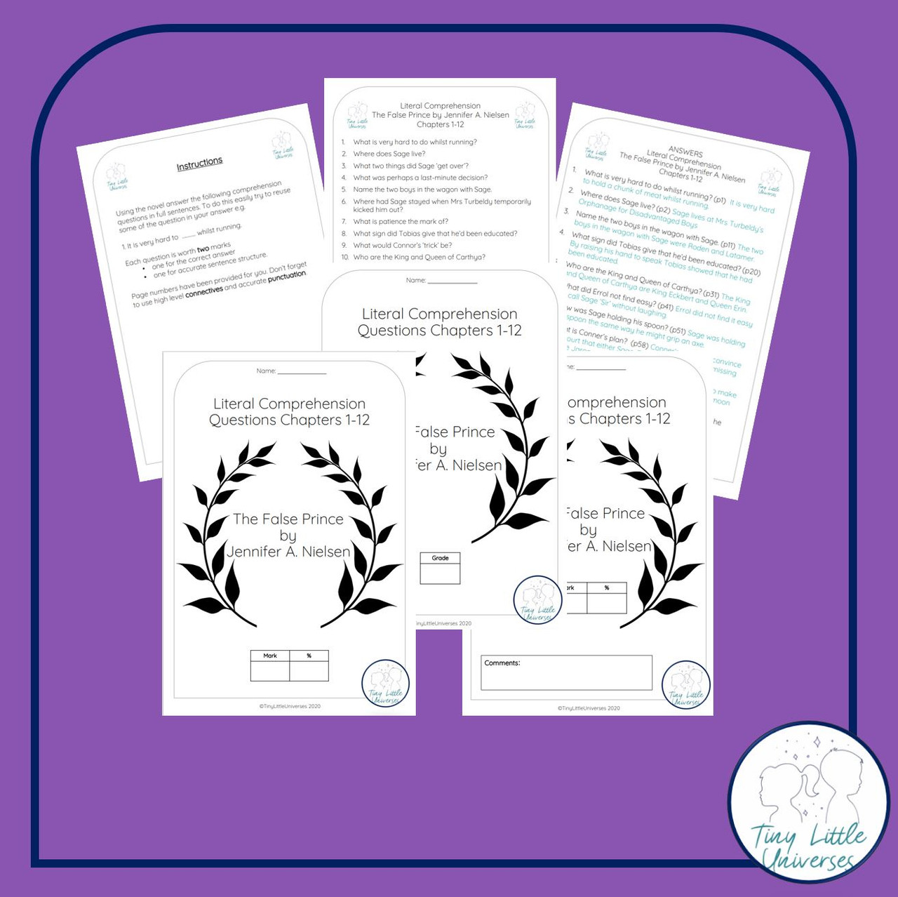 The False Prince LITERAL Reading Comprehension Chapters 1-12 - Amped Up ...