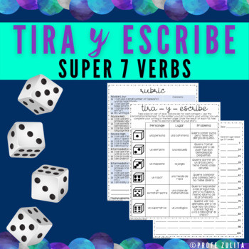 Writing Prompt Activity | Super 7 High Frequency Spanish Verbs | PDF