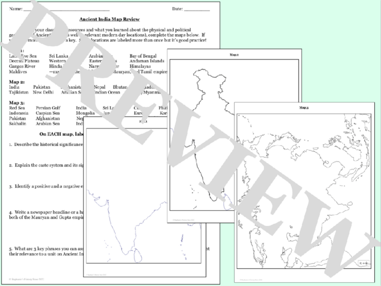 Ancient India Map Activity