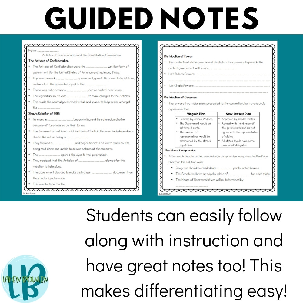 Articles of Confederation PowerPoint and Notes