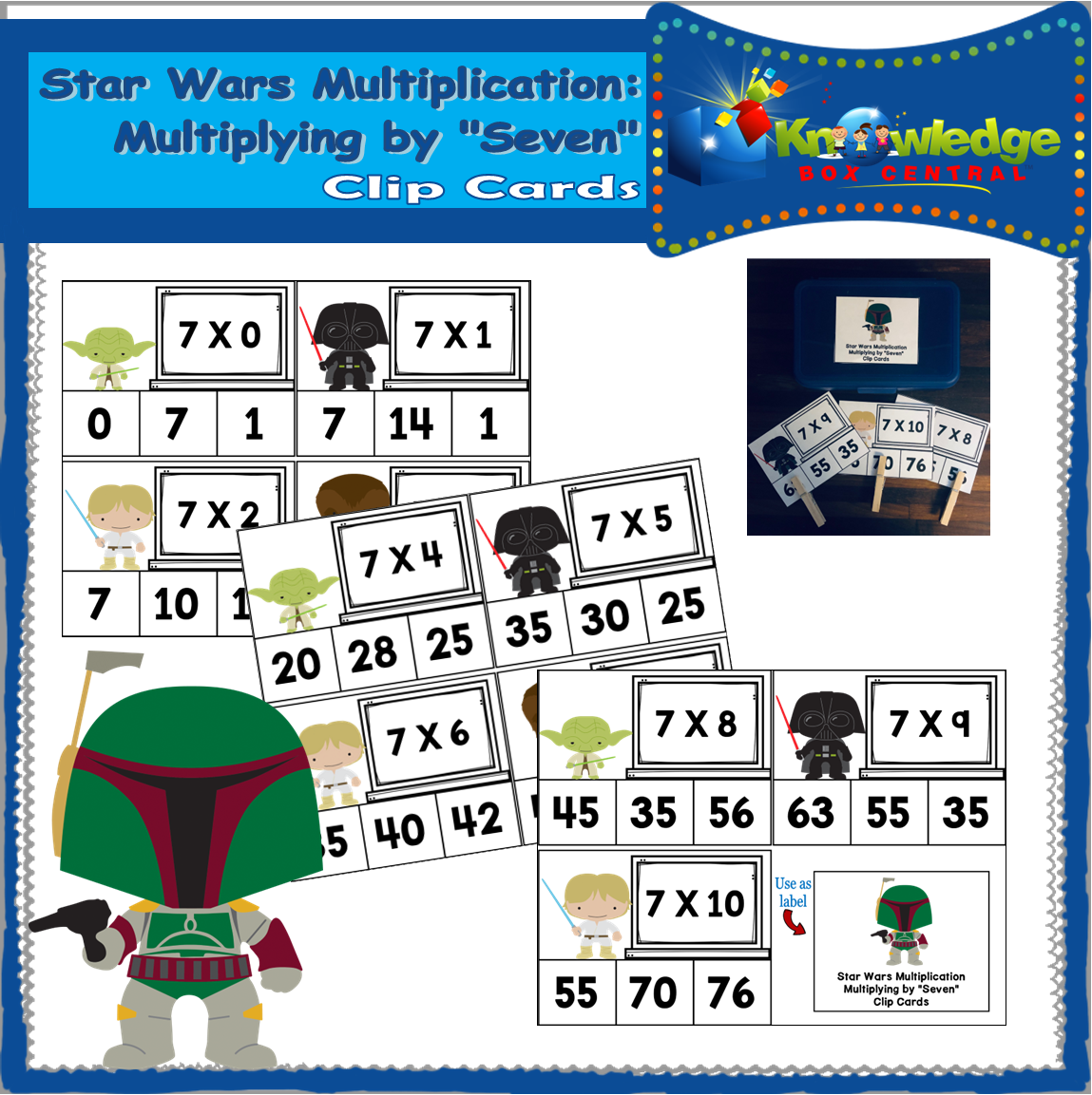 Star Wars Multiplication: Multiplying By SEVEN Clip Cards