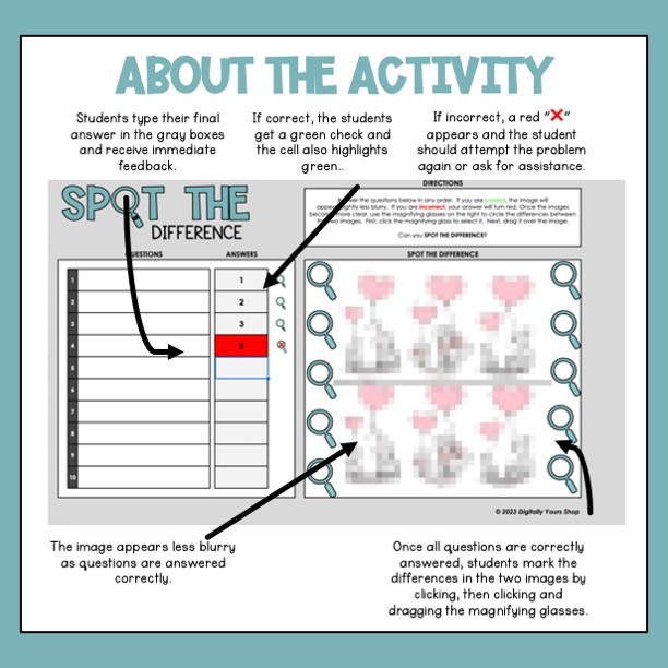 Simplify Fractions - Reduce Fractions - Digital Self-Checking Valentine ...