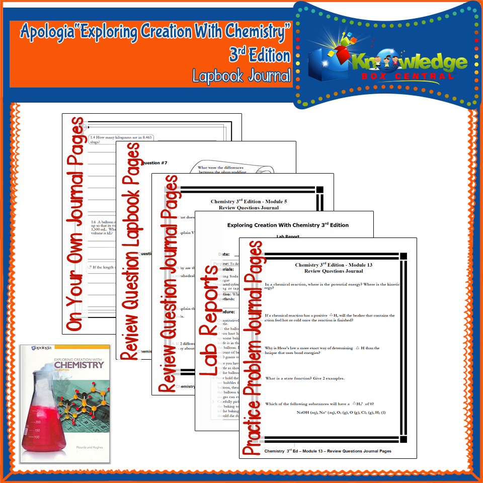 Apologia Exploring Creation With Chemistry 3rd Edition Lapbook Journal