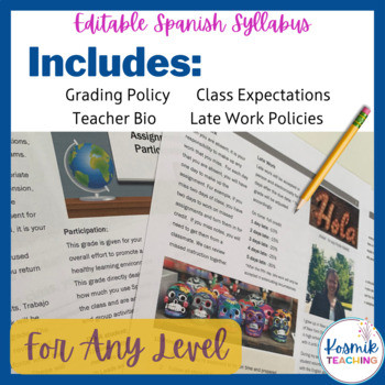 Back to School - Editable Spanish Syllabus for Spanish 1 or Any Level ...