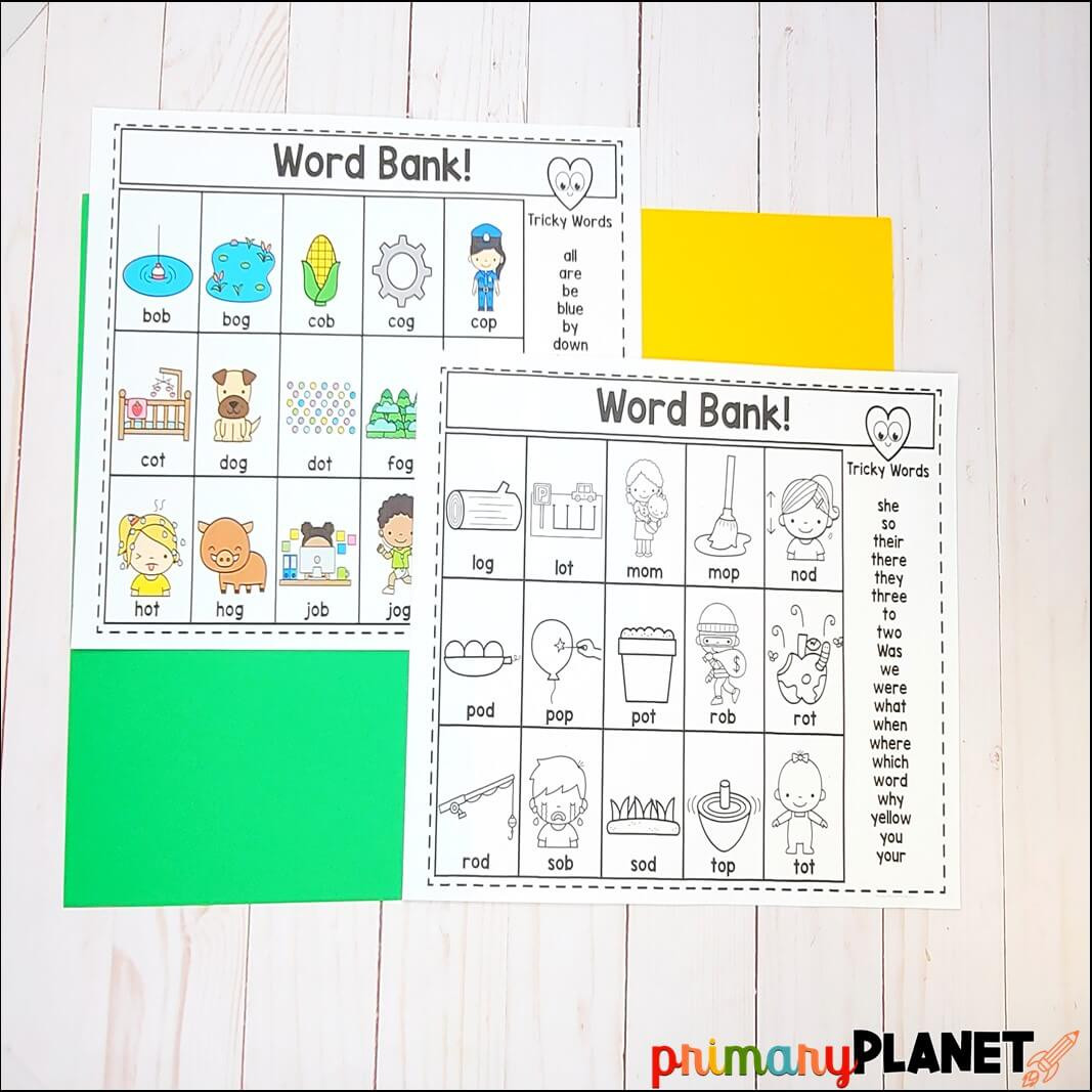 Short O CVC Words Writing Prompts with Pictures