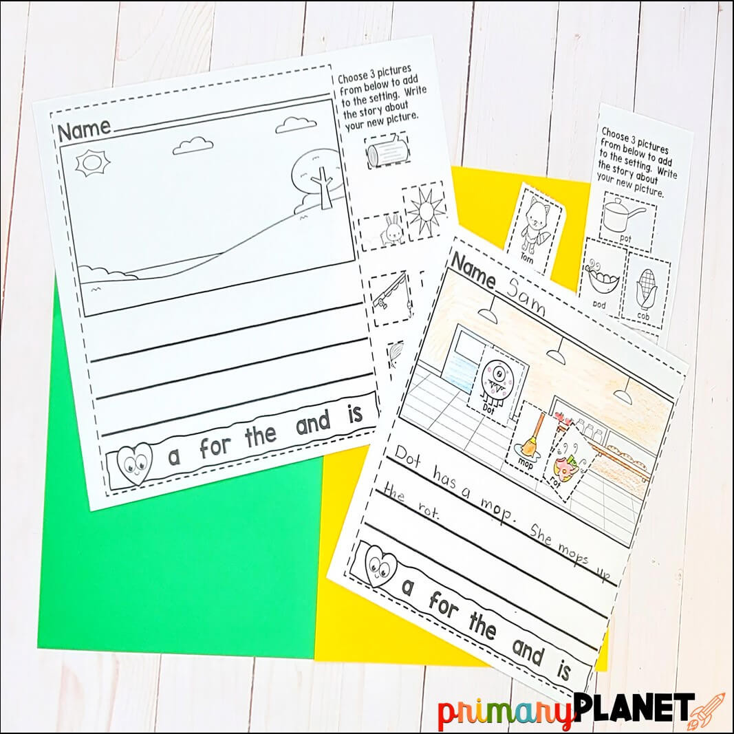 Short O CVC Words Writing Prompts with Pictures