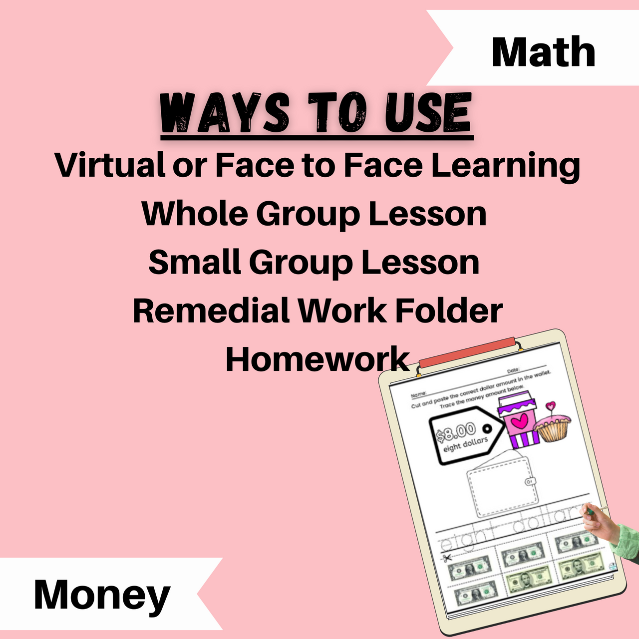 Valentine's Day Identify and Count Money Math Life Skill Worksheets