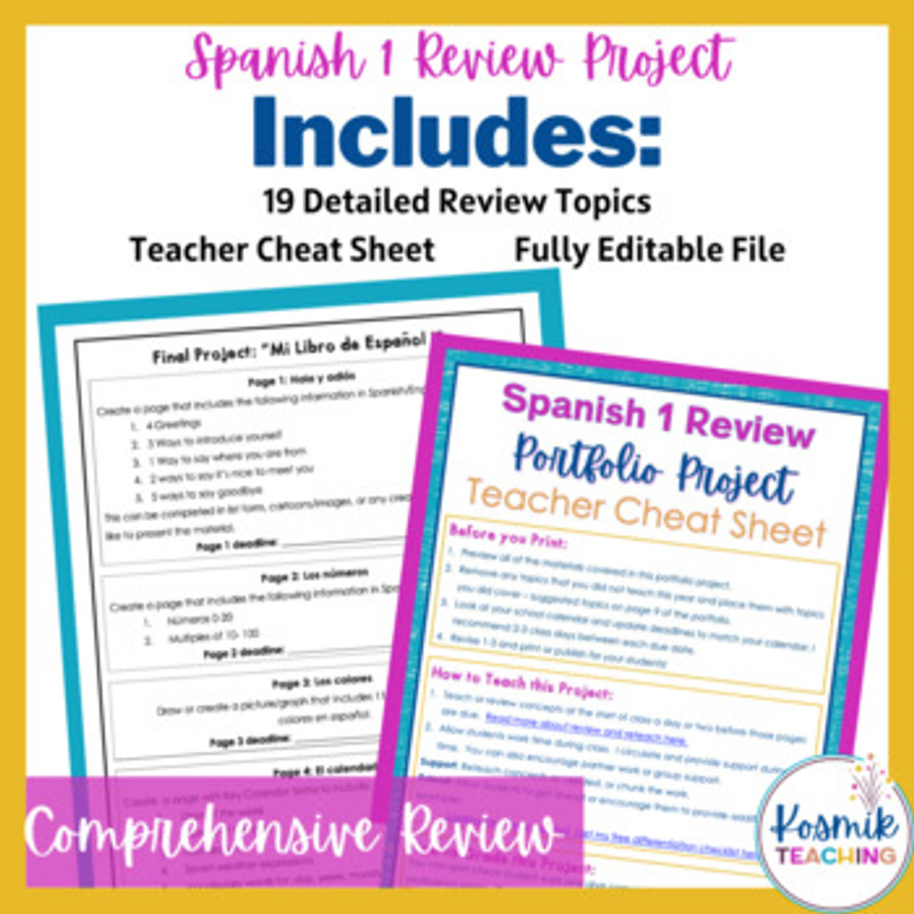 Spanish 1 Review Portfolio Project - Amped Up Learning