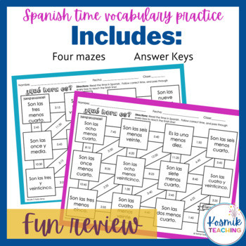 Spanish Time Independent Practice - Maze Activity - Amped Up Learning