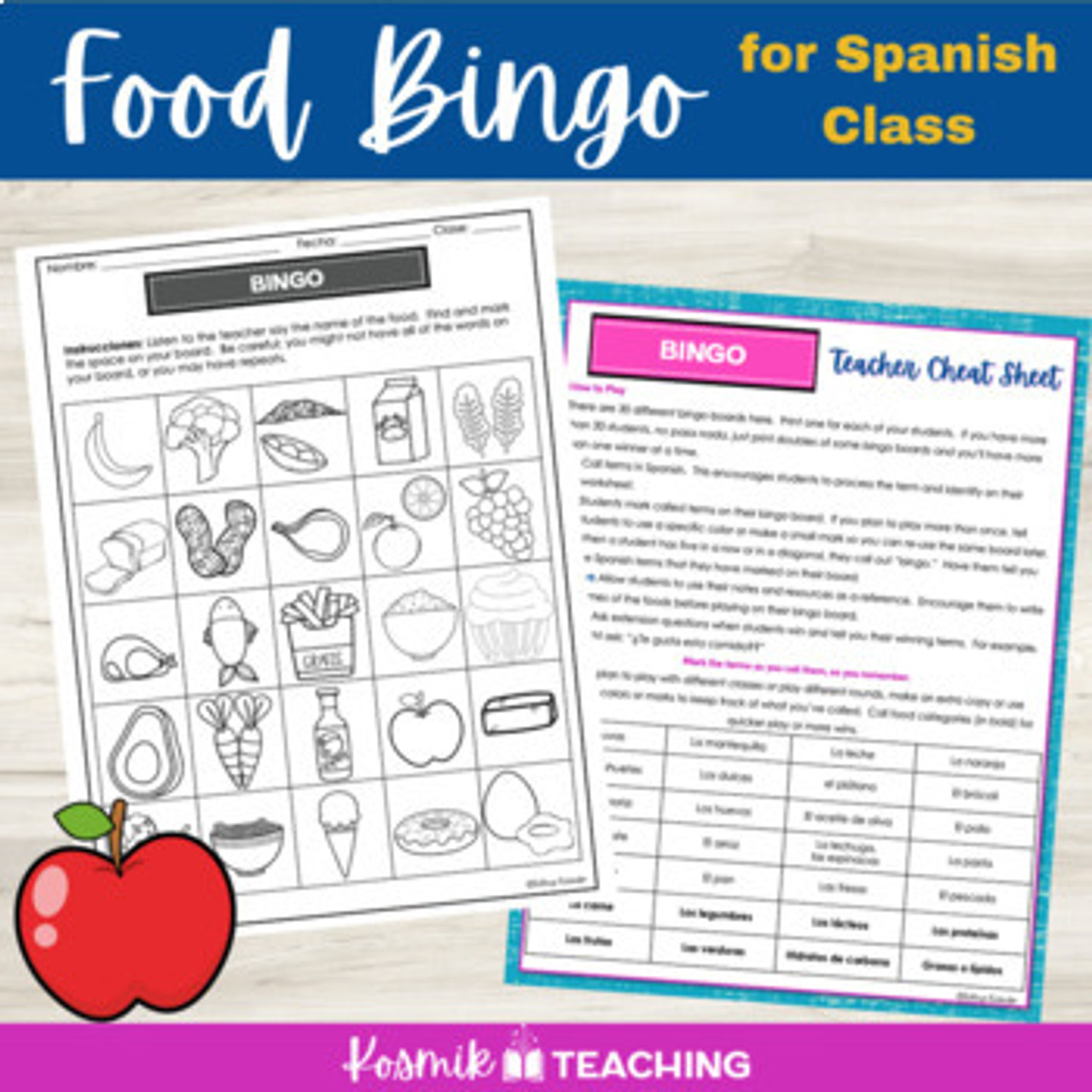 La Comida Spanish Food Vocabulary Bingo Activity - Amped Up Learning