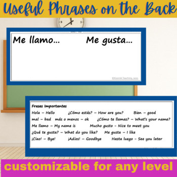 Back to School Spanish Name Tent - Amped Up Learning