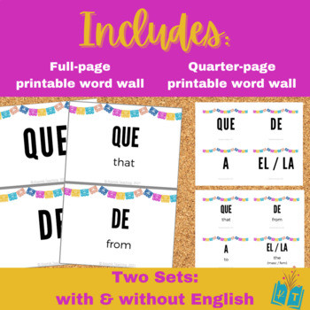 Spanish Classroom Decor High Frequency Word Wall - Amped Up Learning