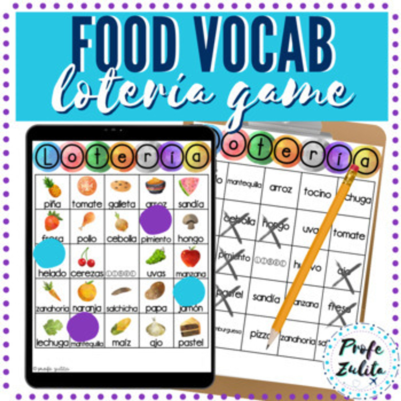 Lotería BINGO Game | Practice Spanish Food Vocabulary - Amped Up Learning