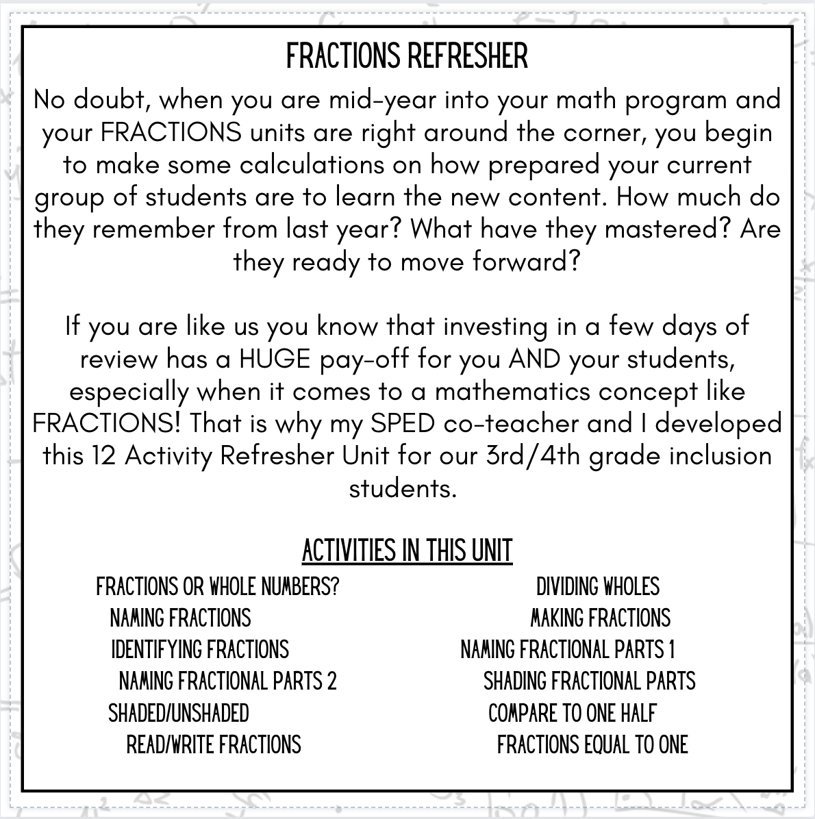 Fraction Refresher/Review: Grades 3, 4, 5 Get Ready for Fractions Practice