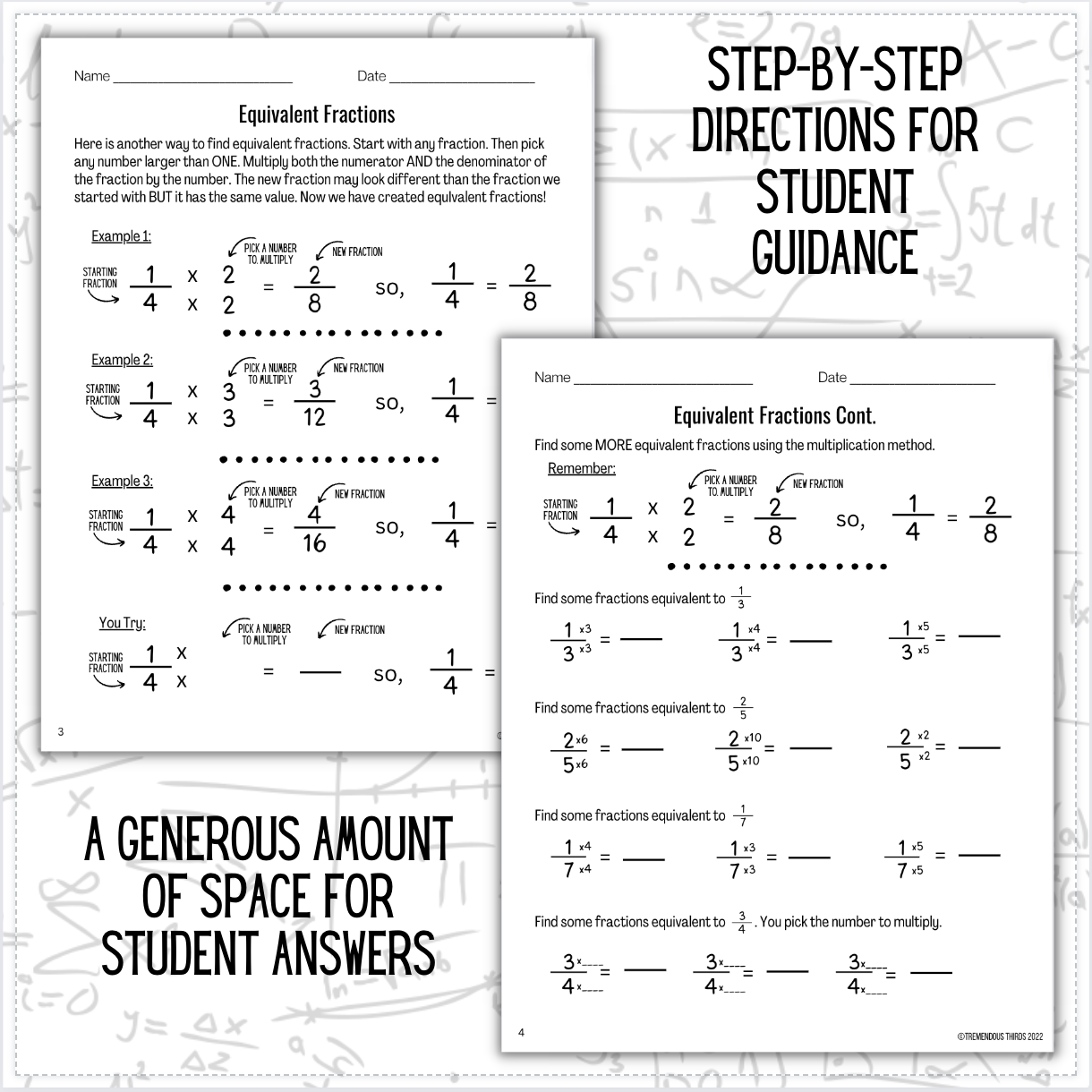 Stepping Into Fractions: Grades 3, 4, 5 Equivalents, Simplest Terms ...