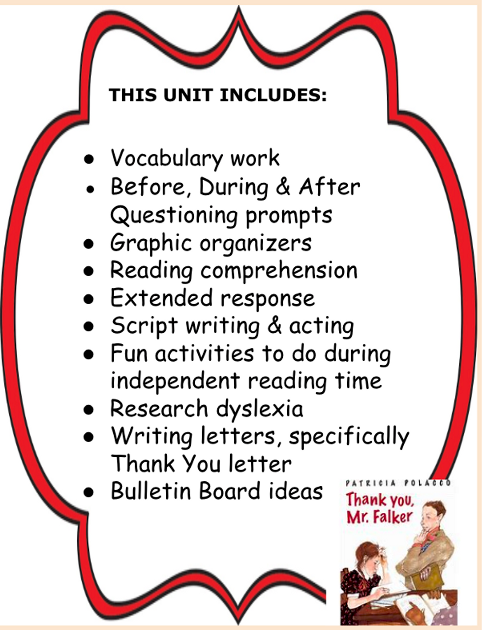 THANK YOU, MR. FALKER by Patricia Polacco: Reading Lessons & Extensions ...