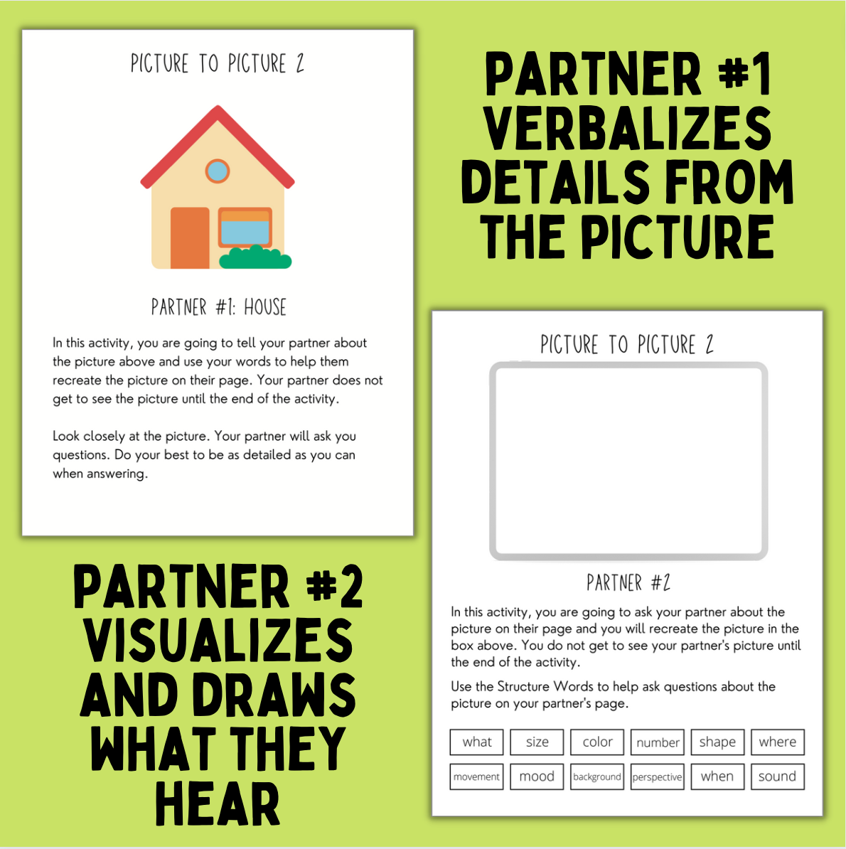 20 Verbalize Strategy “Picture to Picture” Activities for Reading ...