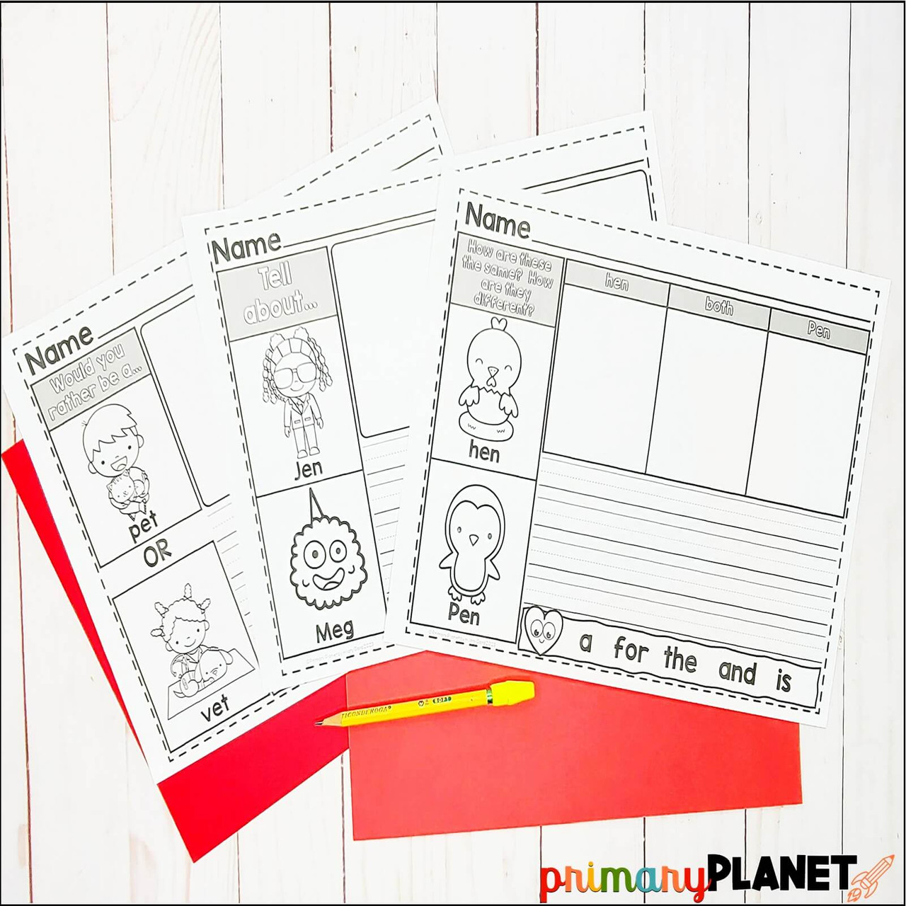 Short e Words Phonics Writing Prompts with Pictures CVC Words