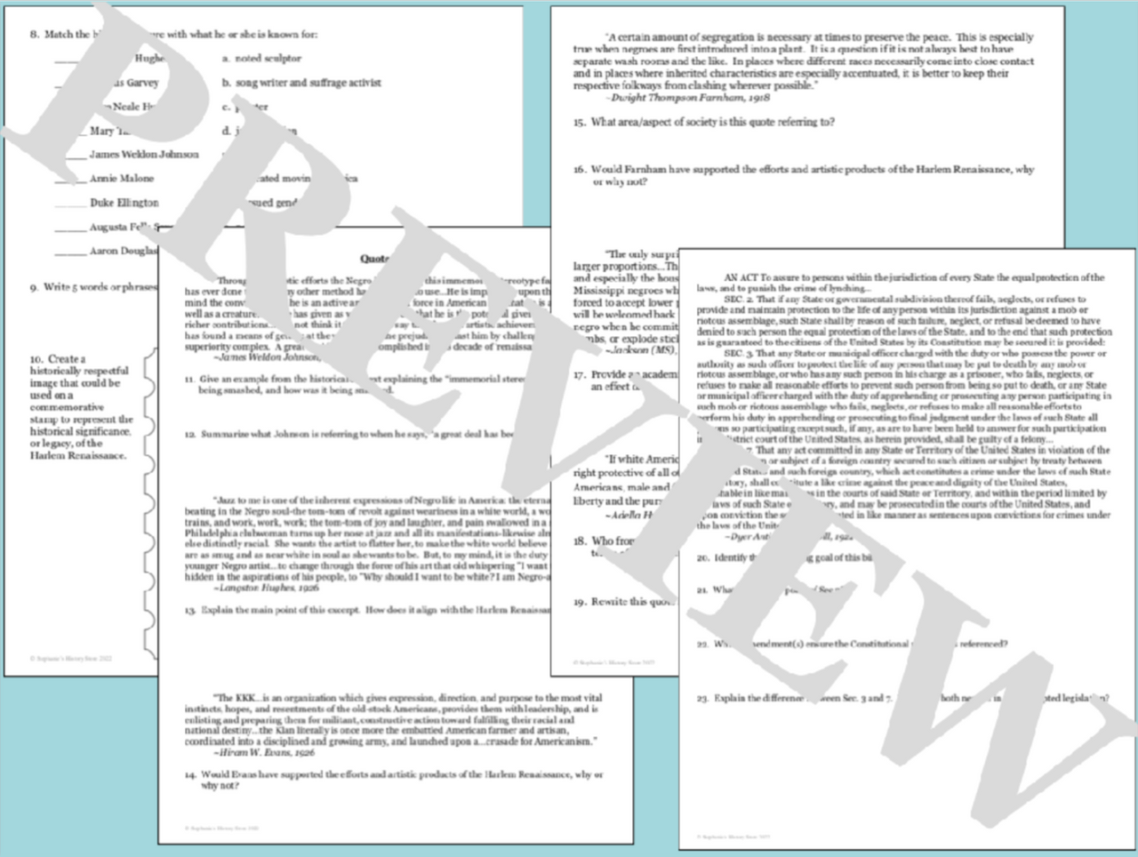 Harlem Renaissance Learning Packet