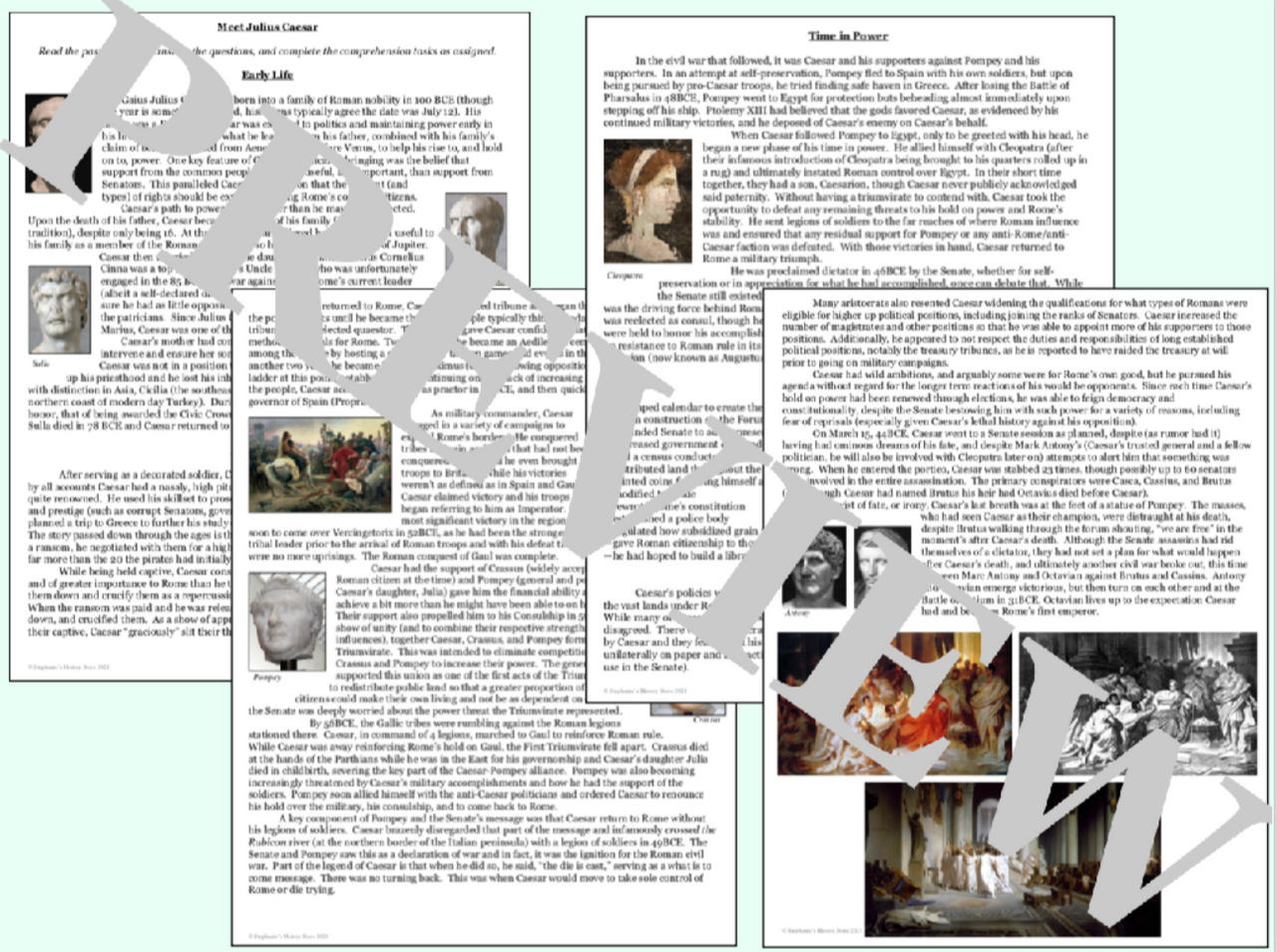 Julius Caesar Reading Analysis and Map Packet