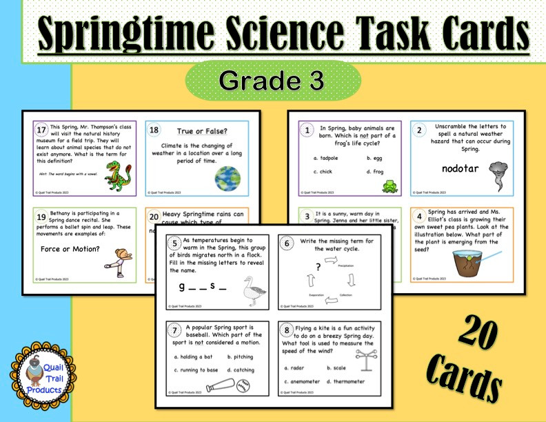 Grade 3 Springtime Science Task Cards