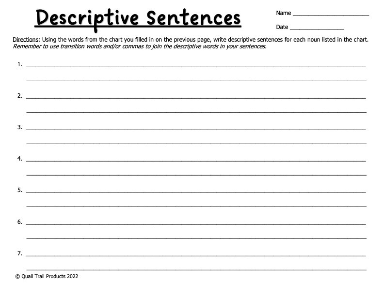Spring Descriptive Writing Activities