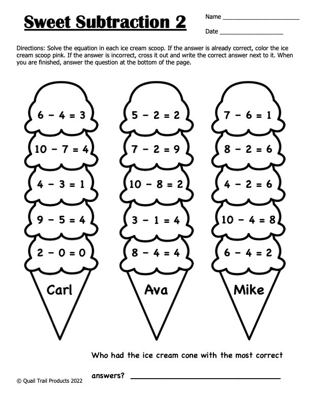 Timed Addition And Subtraction Worksheets Subtraction Surprise #16