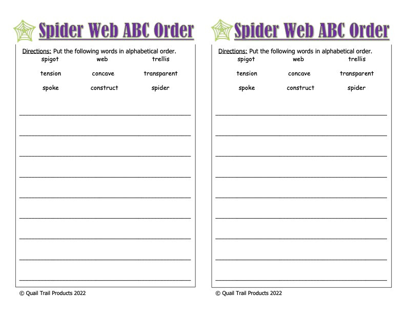 Spider Web Thematic Unit Worksheets and Activities