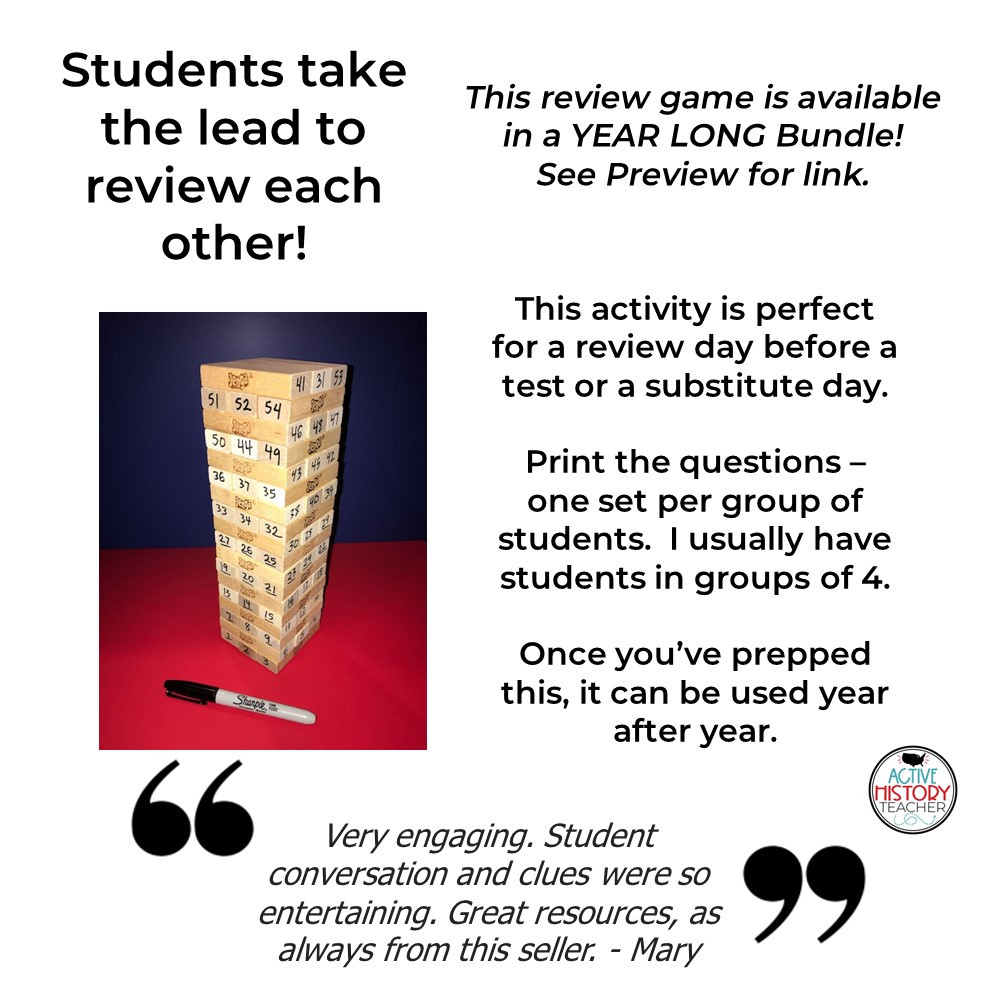 US History Review Game - History Blocks - Manifest Destiny ...