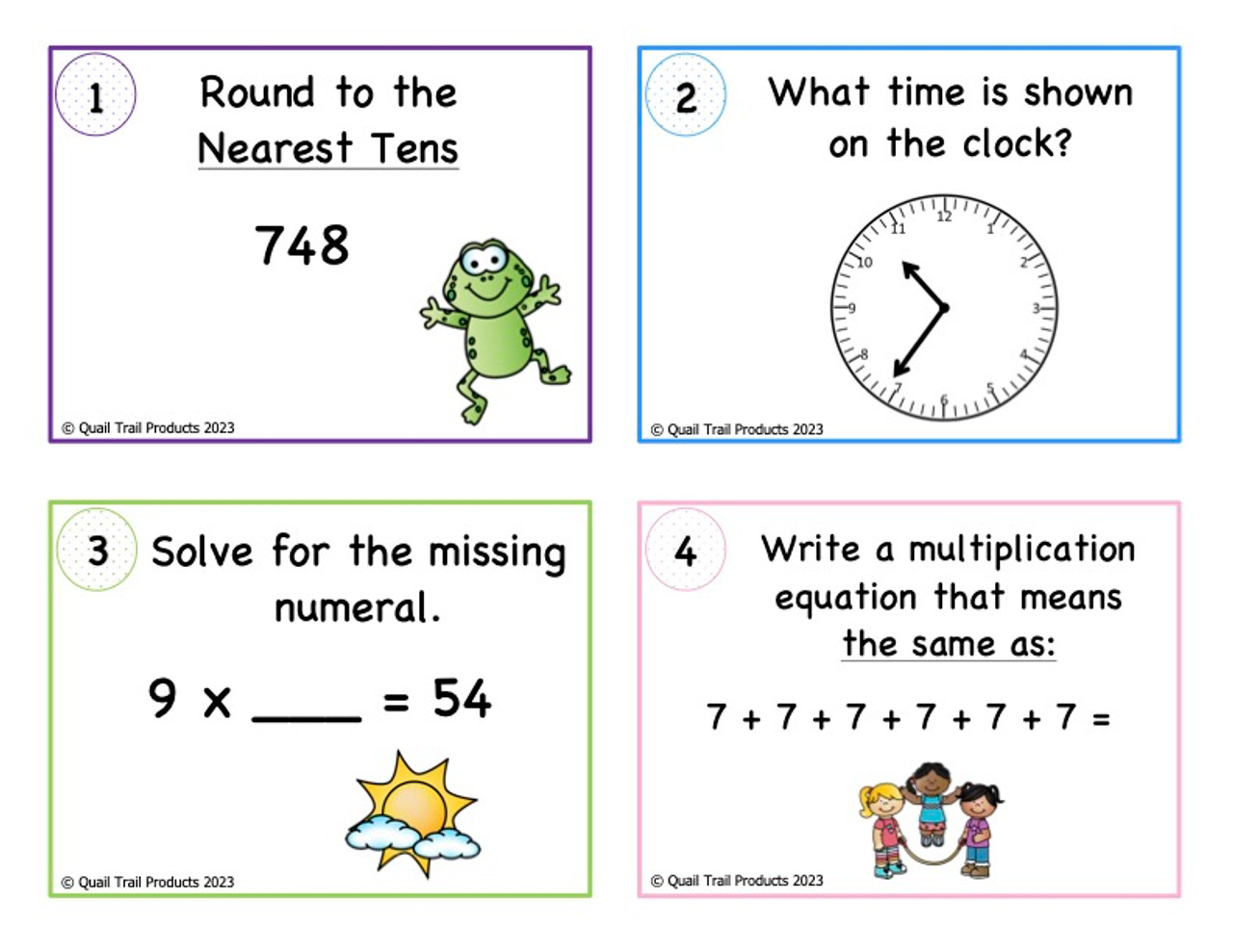 Grade 3 Springtime Math Task Cards