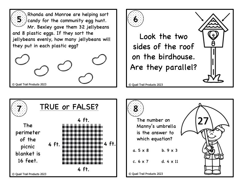Grade 3 Springtime Math Task Cards